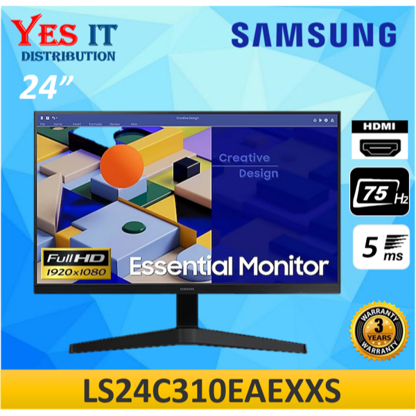 Samsung 24" LS24C310EAEXXS 75Hz 5ms FHD IPS Freesync Essential Monitor ...
