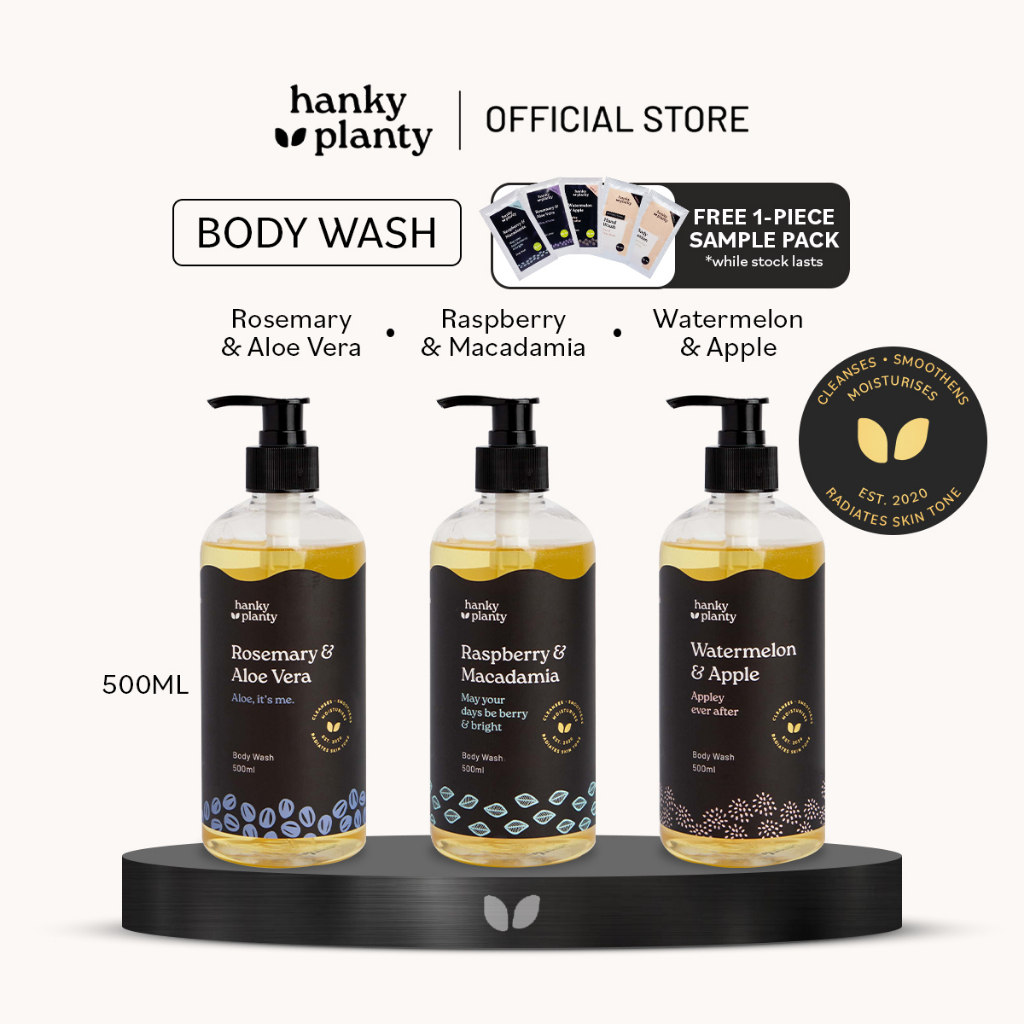 Hanky Planty Body Wash Rosemary And Aloe Vera Raspberry And Macadamia