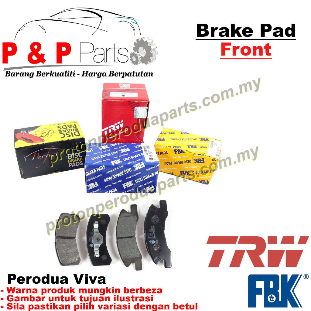 Front Brake Pad - Perodua Viva - Original Perodua / TRW / FBK | Shopee ...