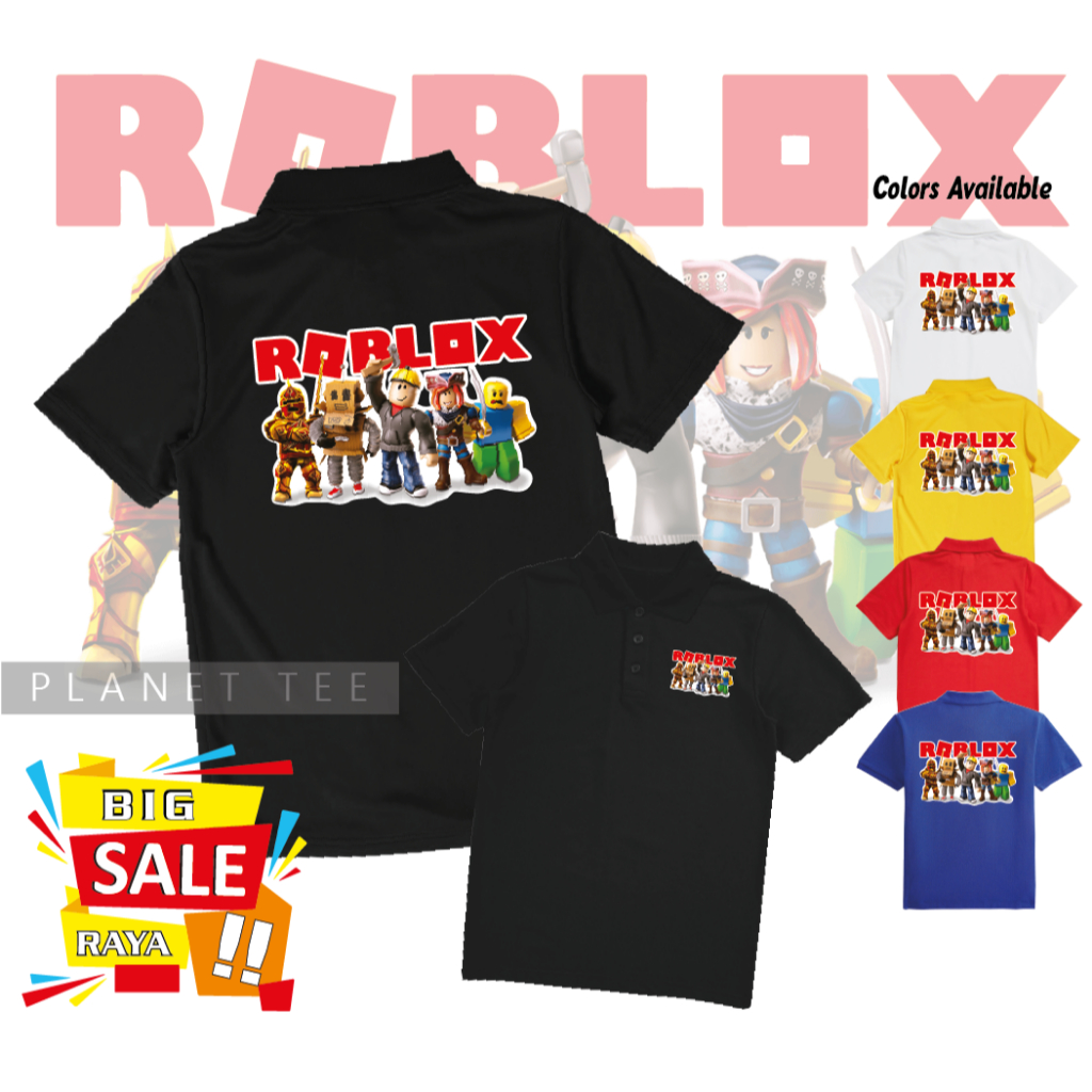 [Premium Quality] ROBLOX Polo Collar Kids Shirt Raya Baju Kolar Game ...