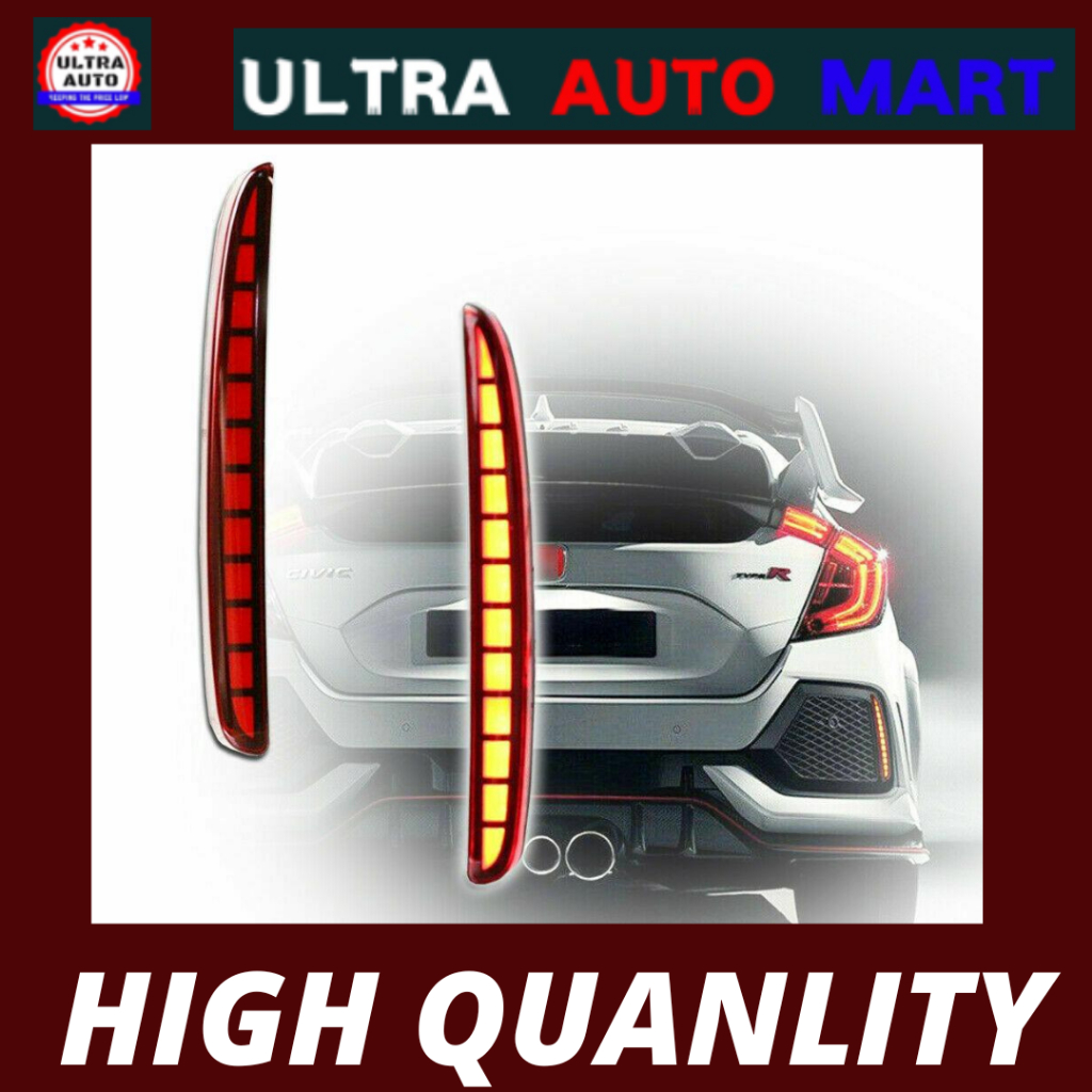 Smoke LED Reflector Rear Bumper Tail Light for Honda Civic Type R ...