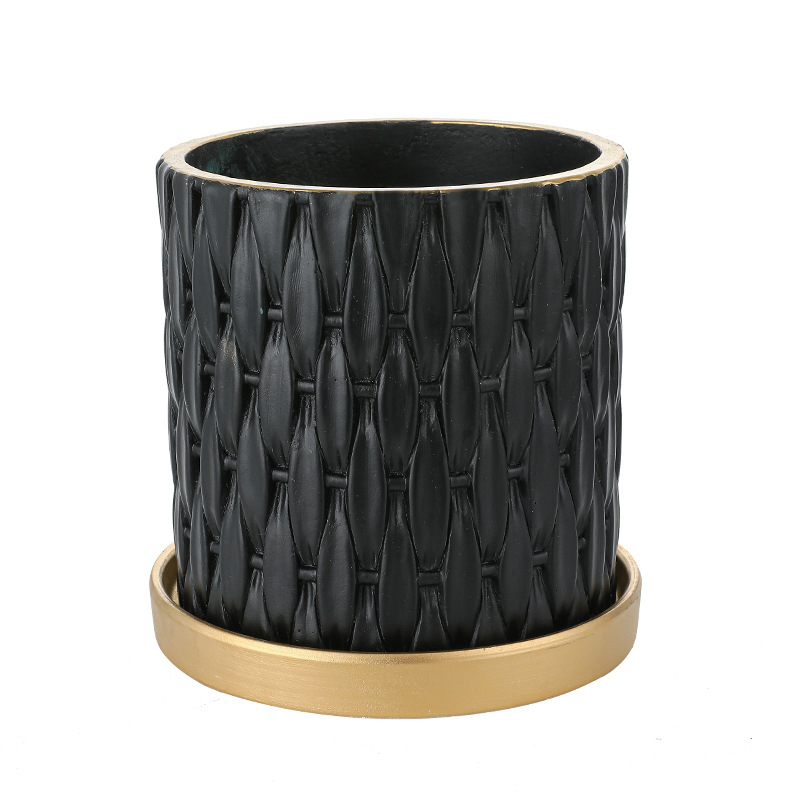 Elegant Style Vase Flower Cement Round Ceramic Pot Desktop Pot Fleshy ...