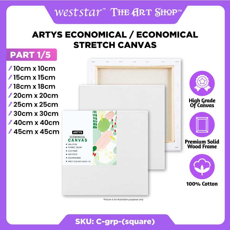 [WETAS] Weststar Stretched Canvas Painting Canvas Board Acrylic / Oil Painting (SQUARE 10cm to ...