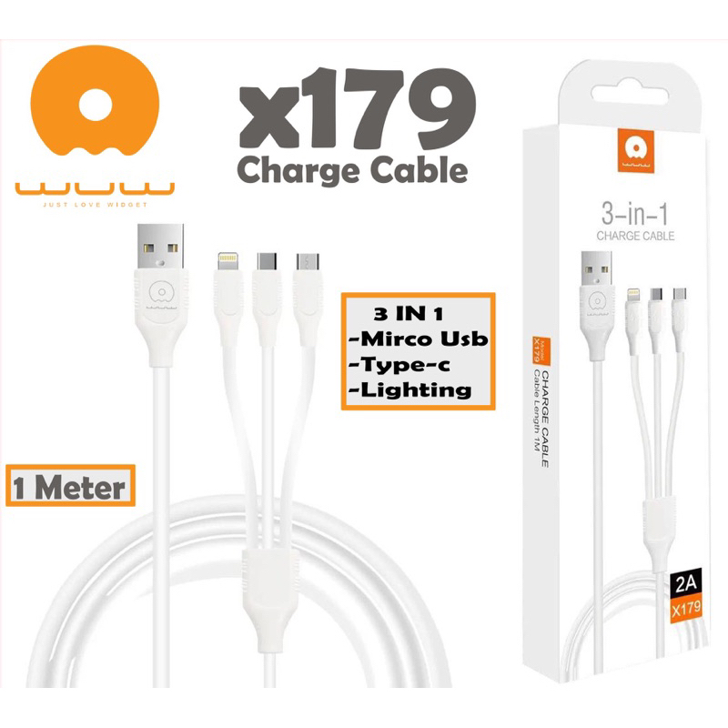 3 in 1 USB WUW X179 Fast Charging Data Cable for Micro Type C I pon Lighting cable mobile cables ...