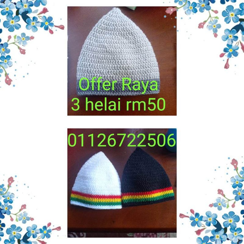 kopiah kait biasa untuk dewasa dan kanak kanak. Set 3 helai. Warna random. | Shopee Malaysia