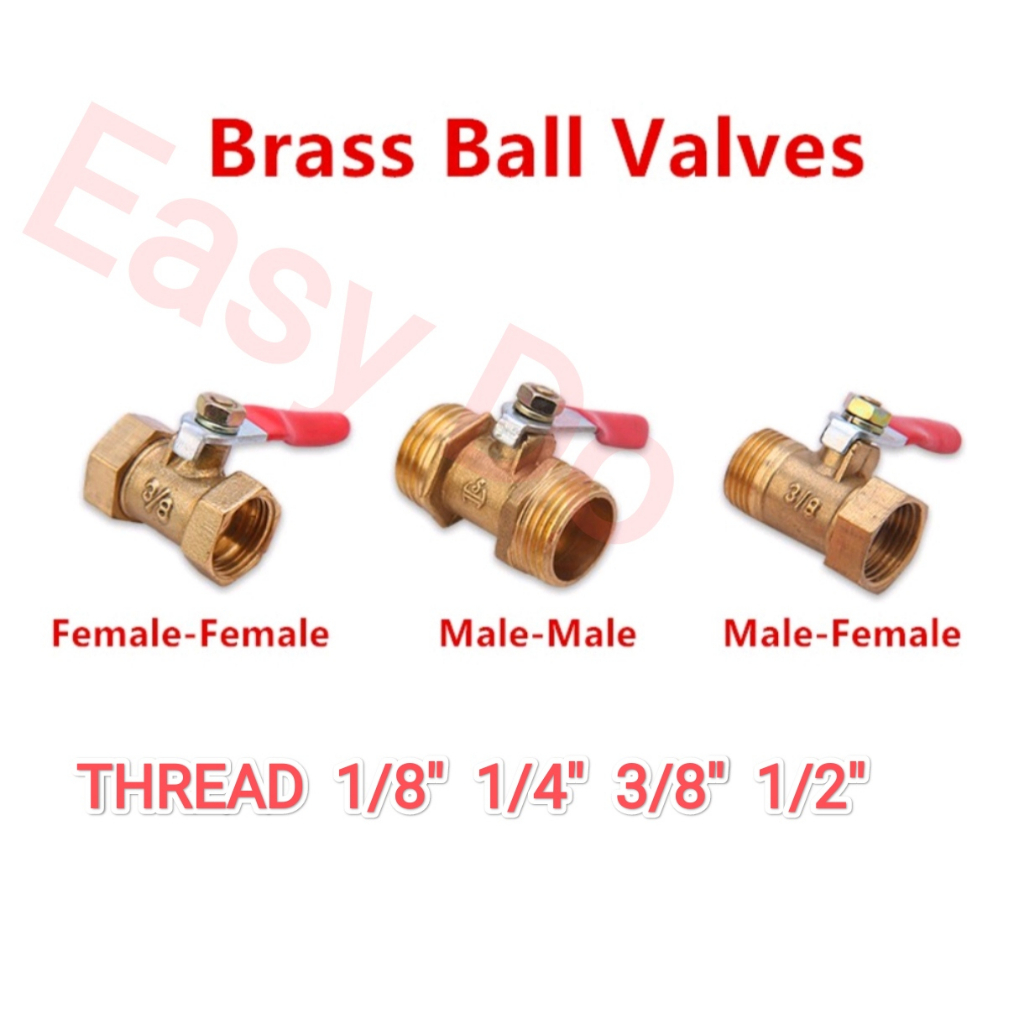 Brass Ball Valve 1/8" 1/4'' 3/8'' 1/2'' Water Oil Air Gas Fuel Line ...