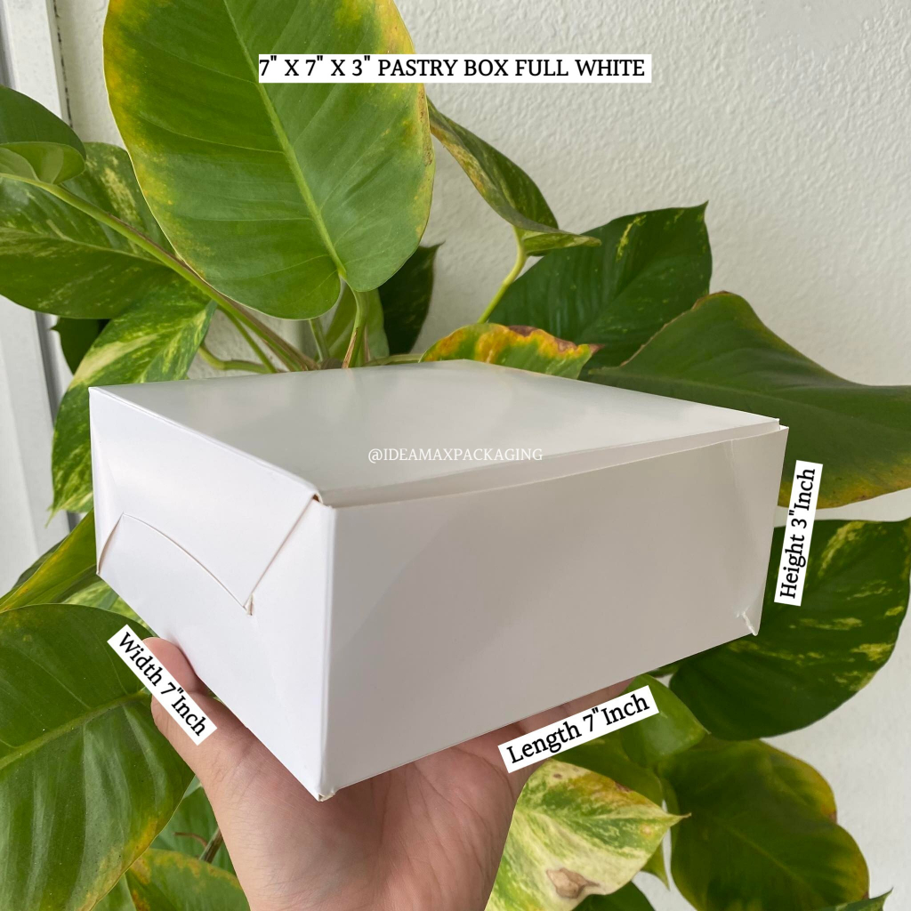 Ready Stock 7x7x3 Inch Pastry Box (100pcs) Full White | Shopee Malaysia