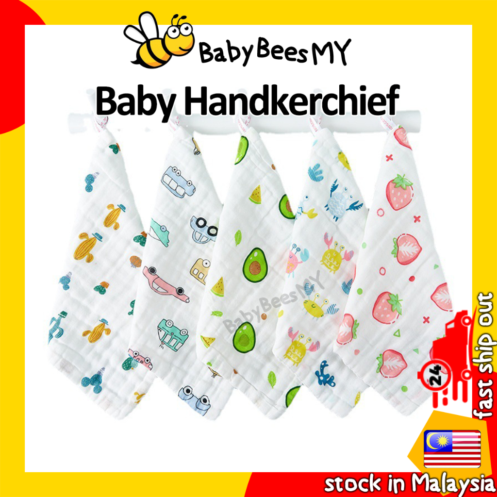 BabyBeesMY Cotton Baby Handkerchief baby Bib baby face towel ...