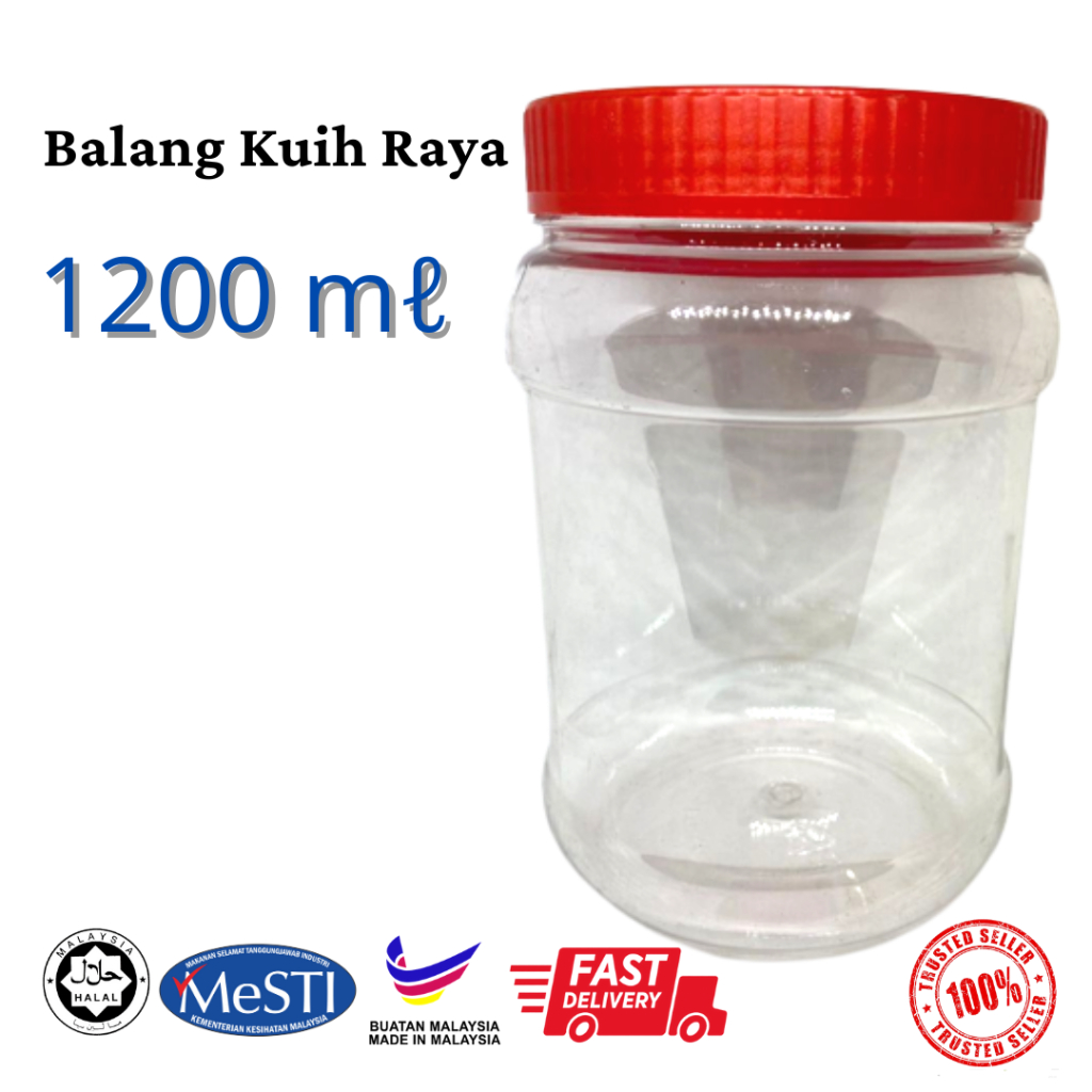 Balang Kuih Raya / Balang Bahulu / Balang Serbaguna 1200ml / Balang ...