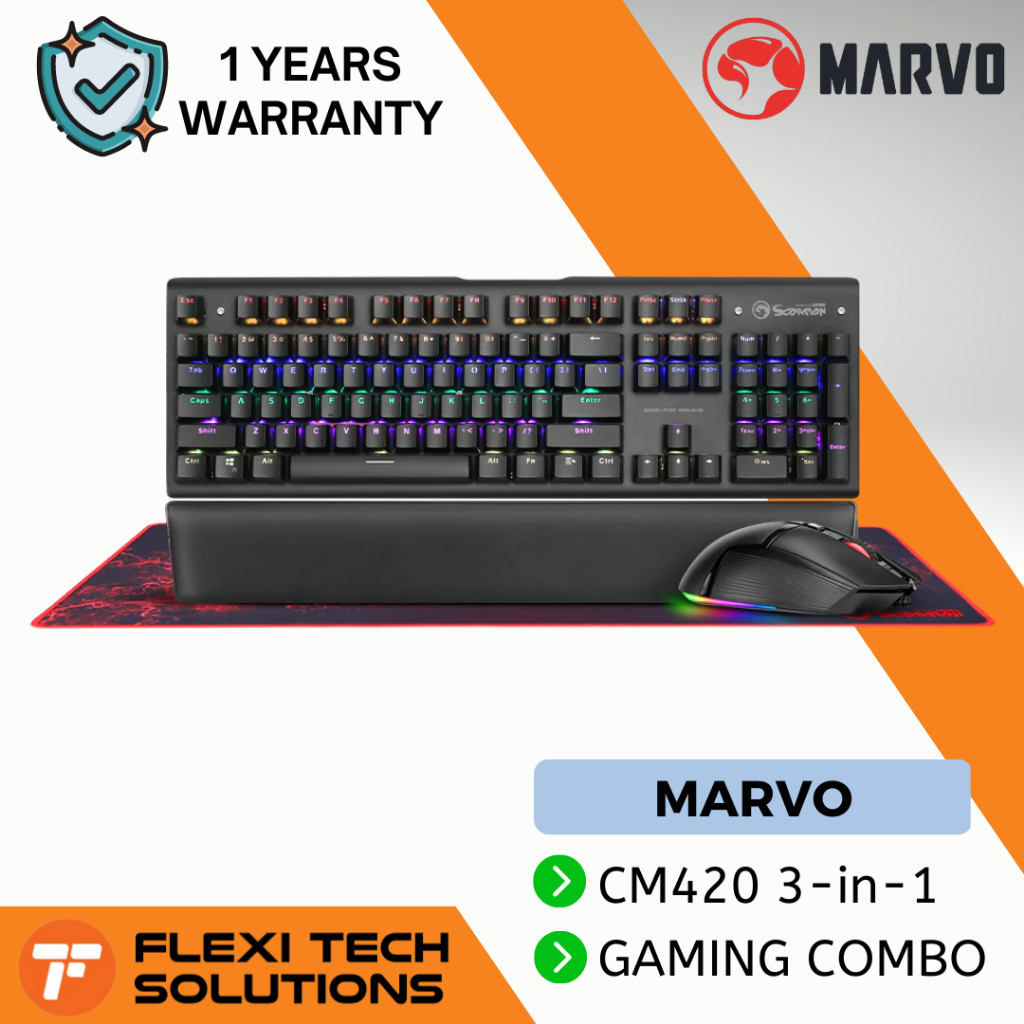 Flexi Tech MARVO CM420 3-in-1 Advanced Gaming Combo 6400dpi RGB ...
