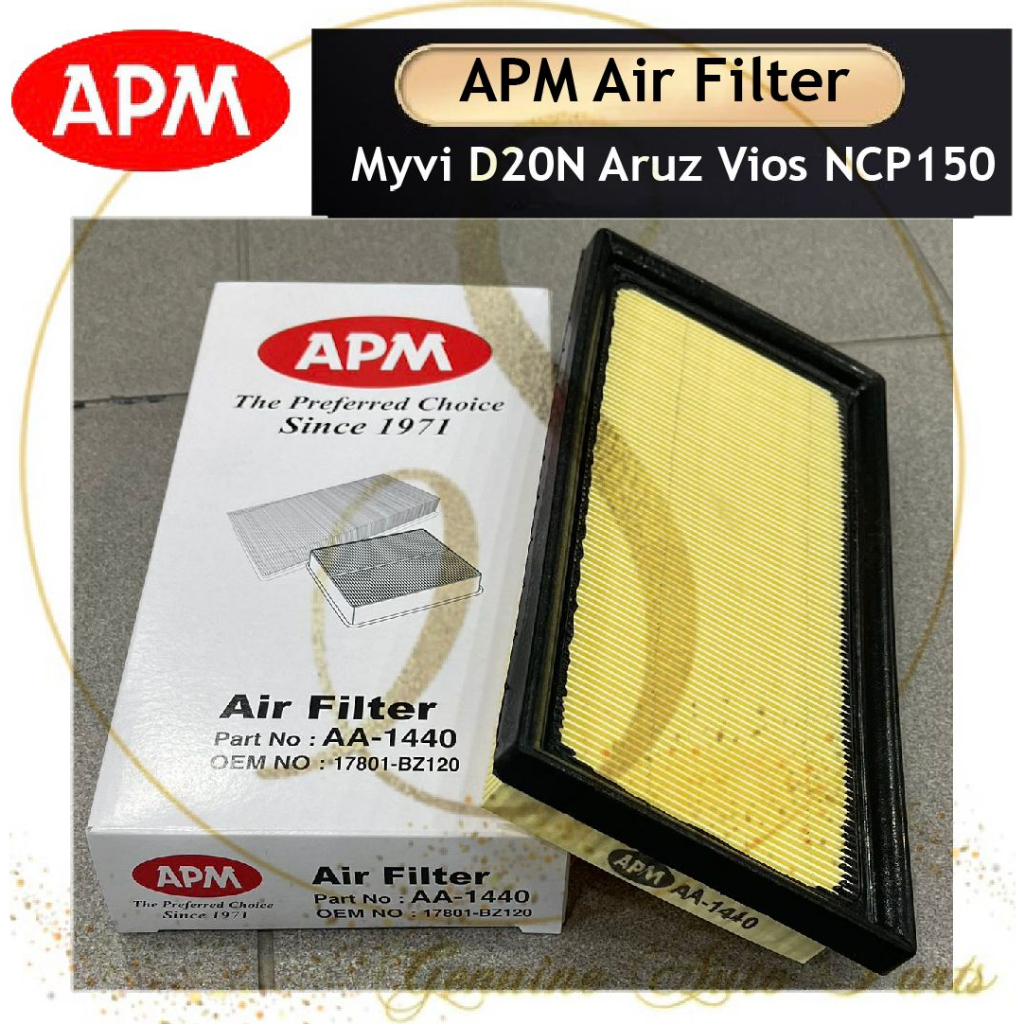(100% ORIGINAL) APM AIR FILTER AA-1440 PERODUA MYVI NEW D20N ARUZ TOYOTA VIOS NCP150 17801-0Y040 ...