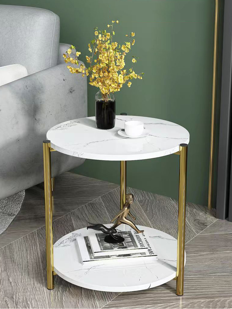 Modern Minimalist Coffee Table Round Table Nordic 2 Layer Round Coffee ...