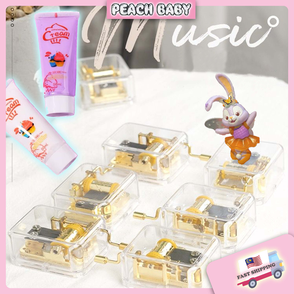 Acylic Transparent Music Box Hand Crank Gift Cream Glue Set DIY ...