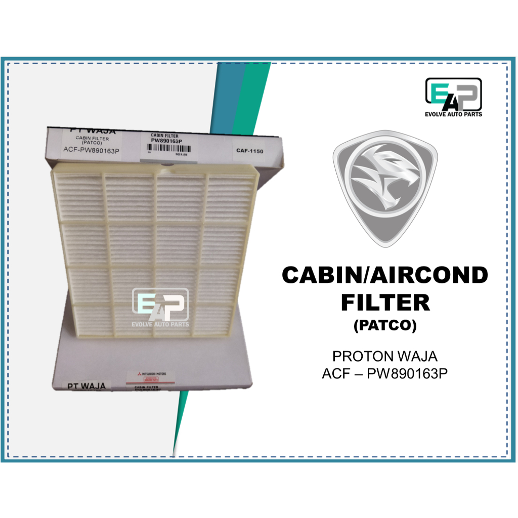 Aircond / Cabin Filter (PATCO System) PW890163P for Proton Waja ...