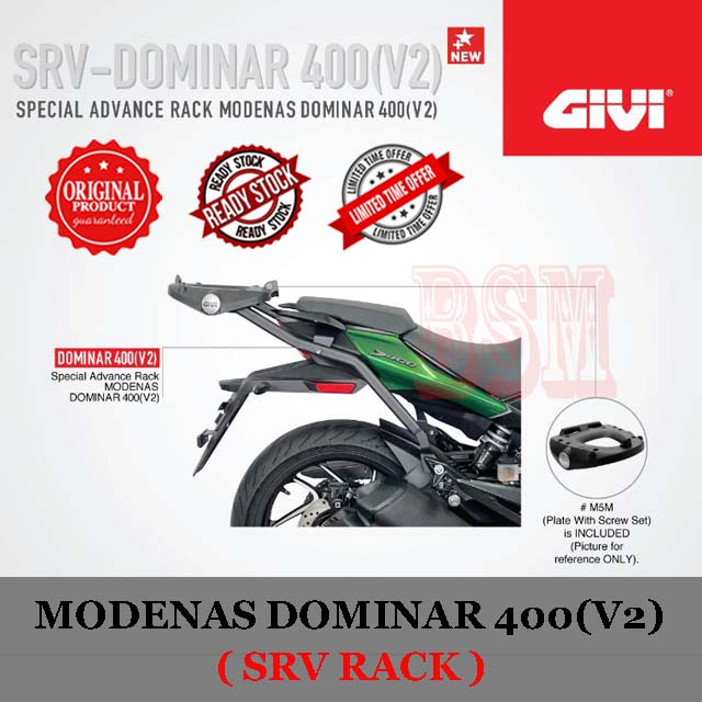 MODENAS DOMINAR 400 (V2) 100% ORIGINAL GIVI SRV Special Advance Rack ...