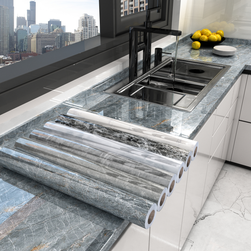 5M KYK PVC Tile Aluminium Waterpoof Wallpaper Bathroom Marble Tahan ...