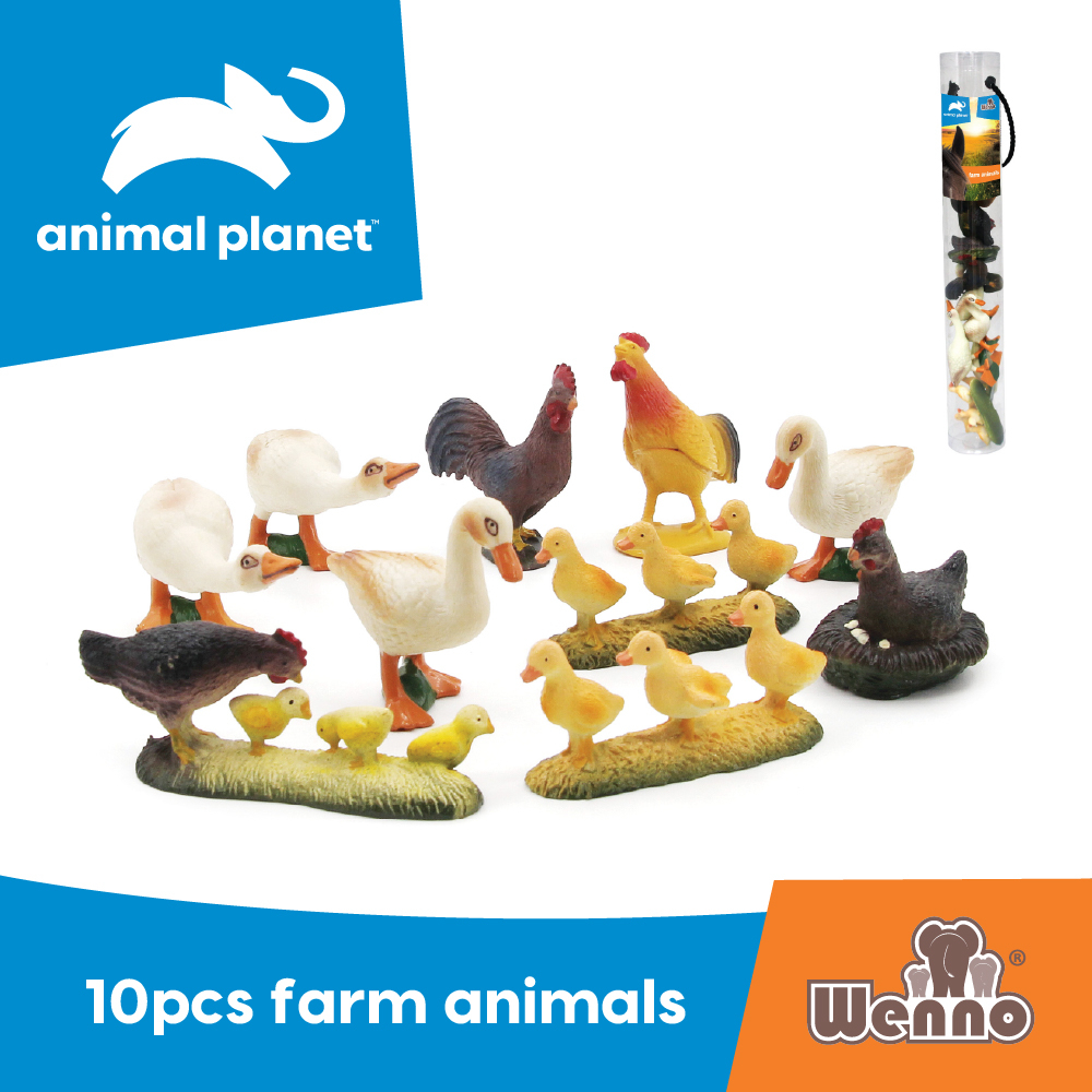 Wenno x Animal Planet 10pcs Farm Animals in tube Educational Realistic ...
