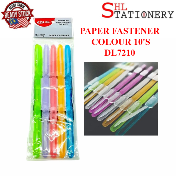 Paper Fastener Plastic Paper Fastener DL-7210 (10's/pack) Mix Colour ...