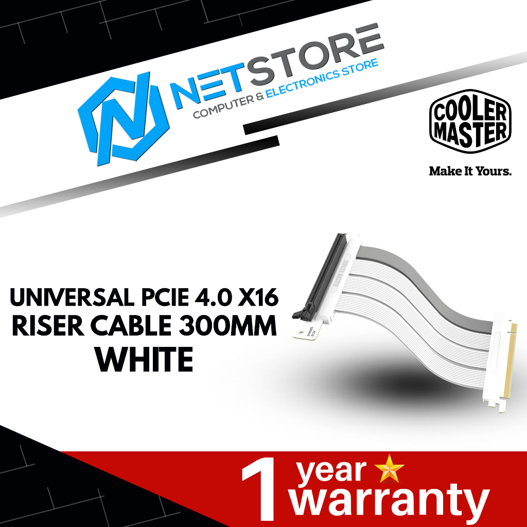 COOLER MASTER UNIVERSAL PCIE 4.0 X16 RISER CABLE 300MM WHITE - MCA ...