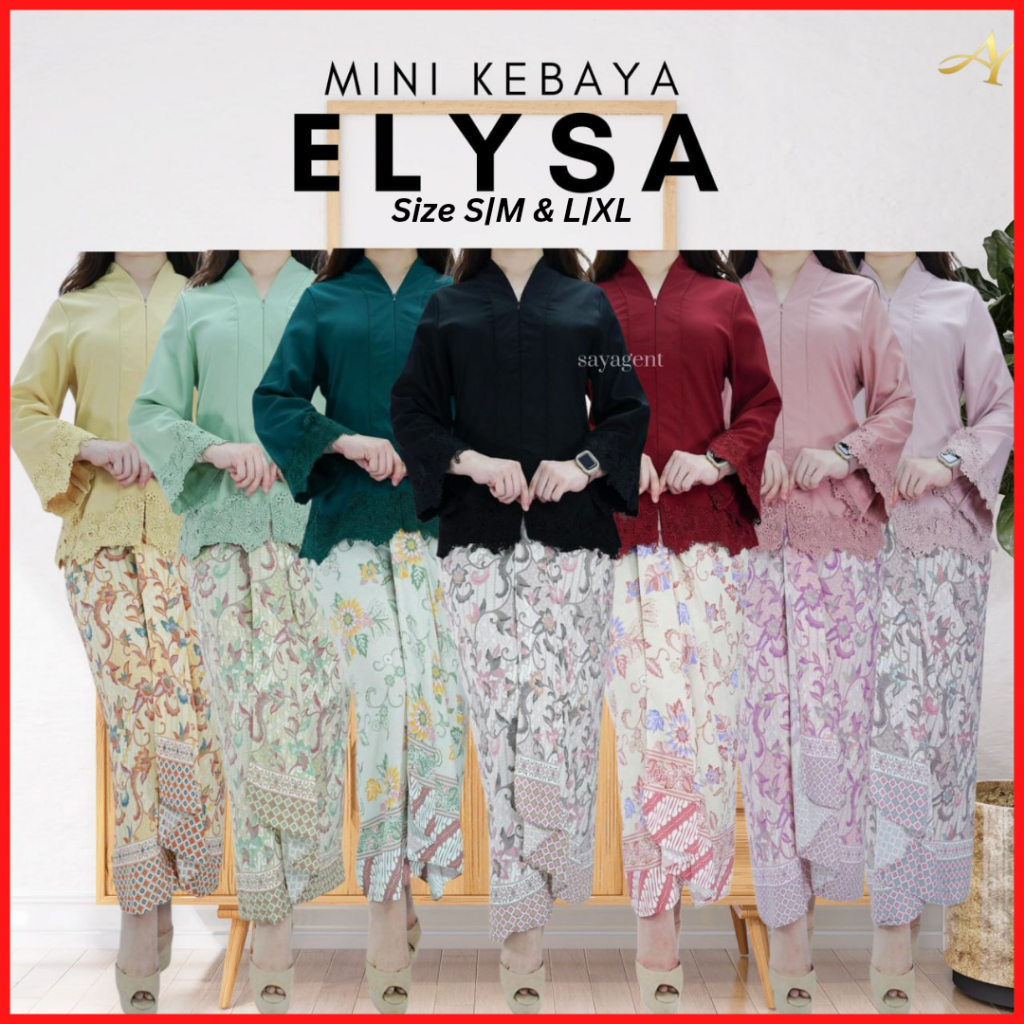 Baju Mini Kebaya Raya 2023 Pengapit Kenduri Kebaya Plain ELYSA Lacey ...