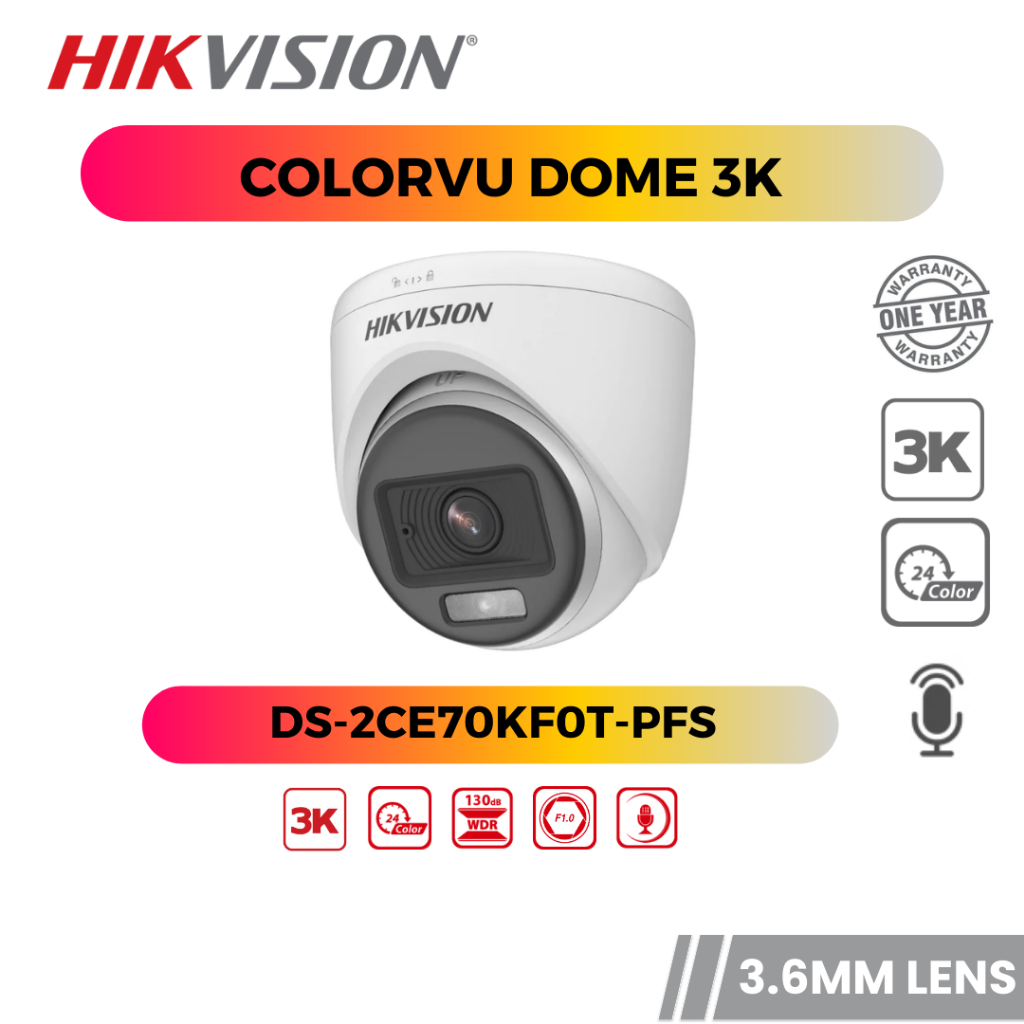 HIKVISION CCTV (Global #1 CCTV) 3K ColorVu Audio Analog Full HD Indoor ...