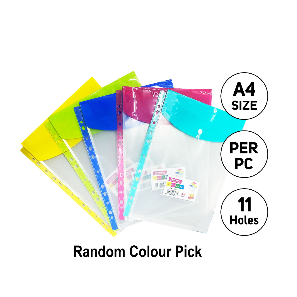Kidario A4 11 Holes button folder / File Bag / with name card slot ...