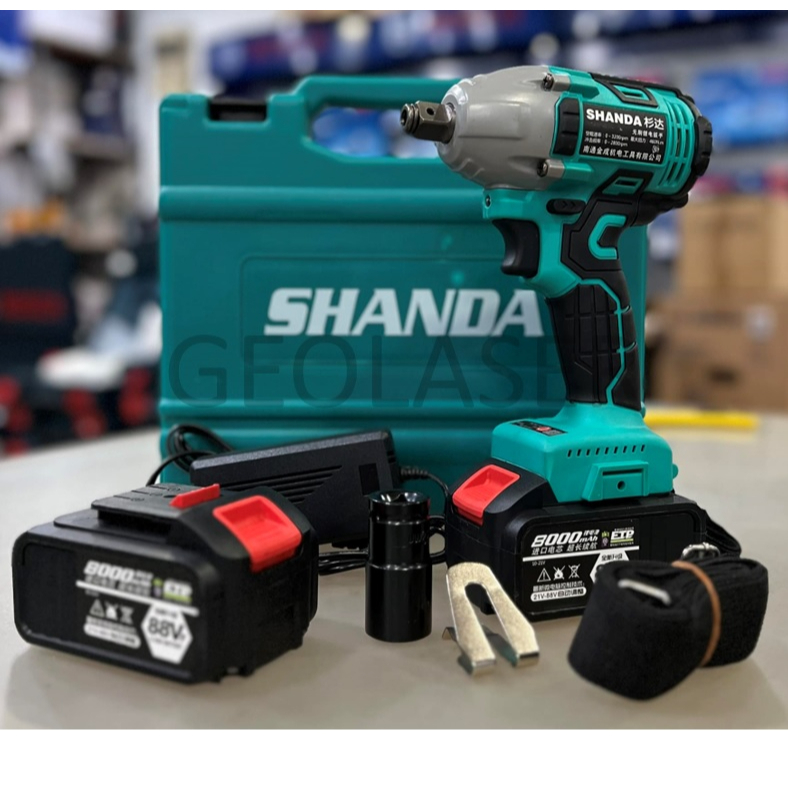 SHANDA 21V 1/2" 460nm Cordless Brushless Motor Impact Wrench (with 2 ...