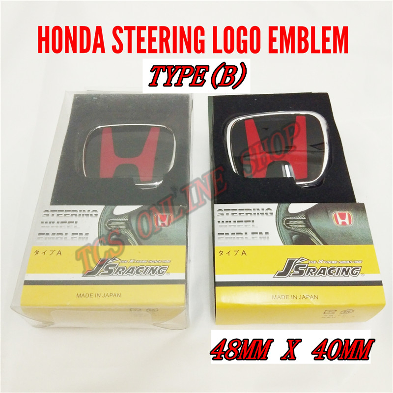 HONDA JS RACING Steering Logo Emblem BLACK RED (Type B) 48MM X40MM ...