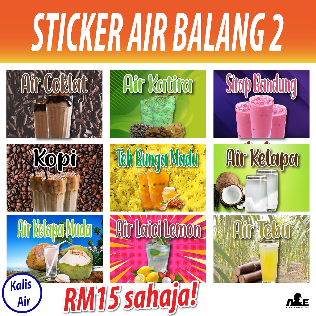 Sticker Air Balang 2 Jus | Kalis Air | 12in x 17in | Shopee Malaysia