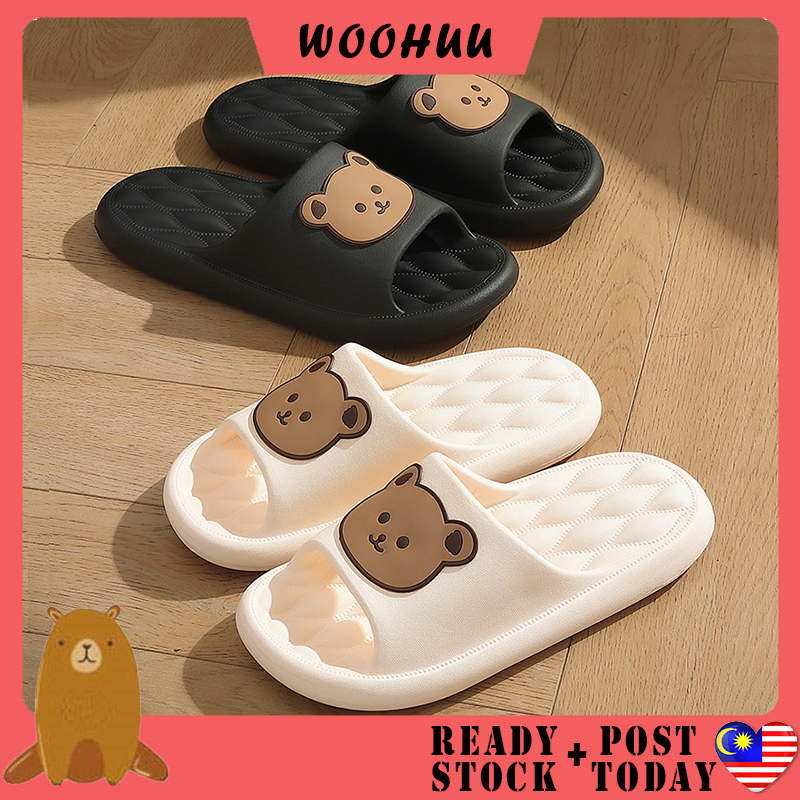 READY STOCK WOOHUU Cute Cartoon Bear Wanita Selipar Women Slipper Kasut ...
