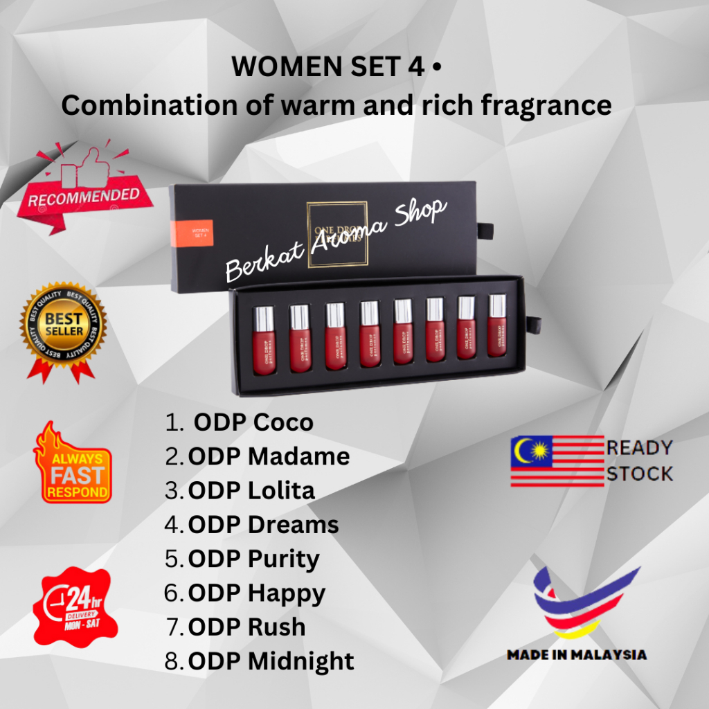 ~~~💘💚💛One Drop Perfumes Women Set 4 Loose💯 Original 💛💚💘~~~ | Shopee ...