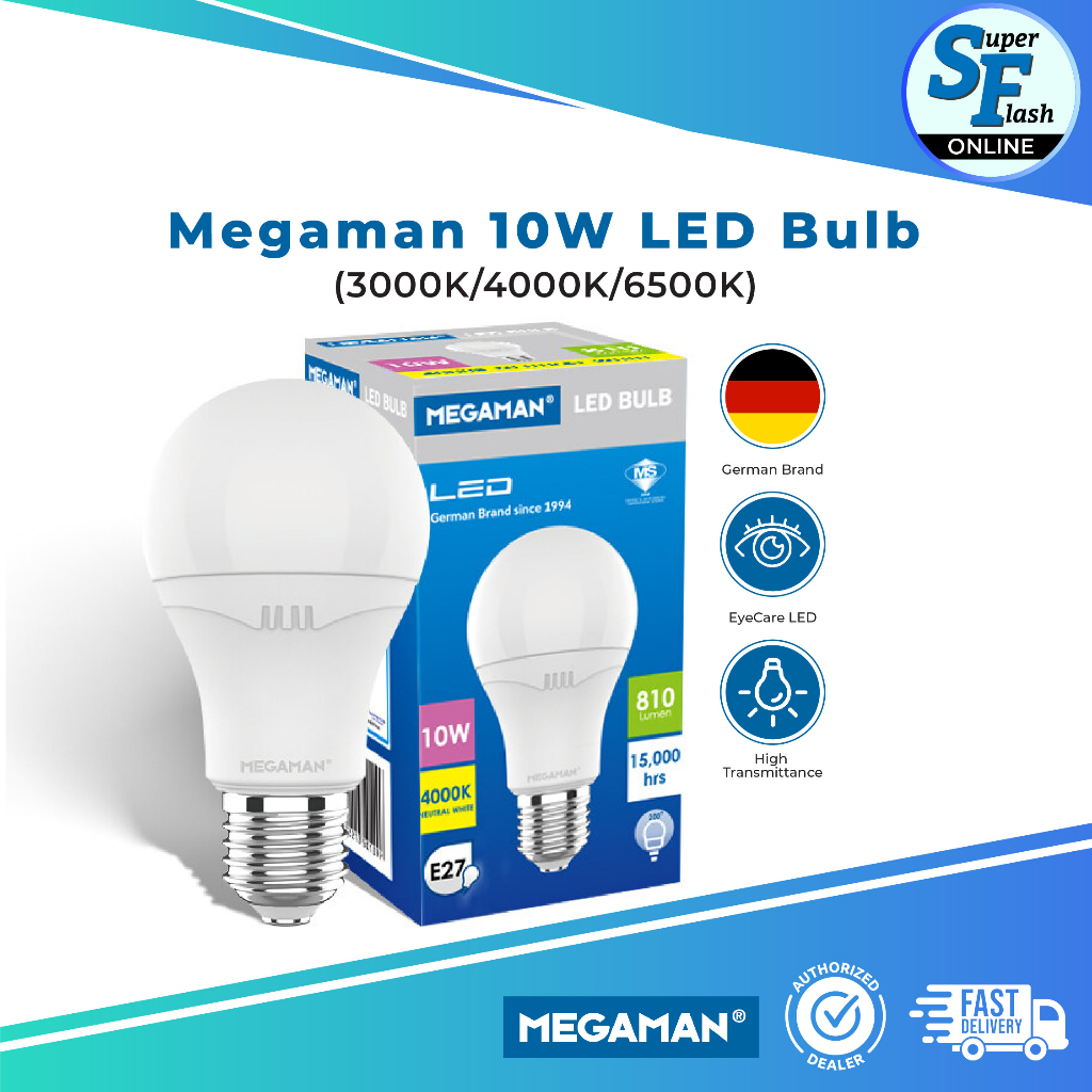 Megaman LED Bulb Light G45 5W/10W/12W/15W E27 3000K/4000K/6500K Eye Care Classic Energy Saving ...