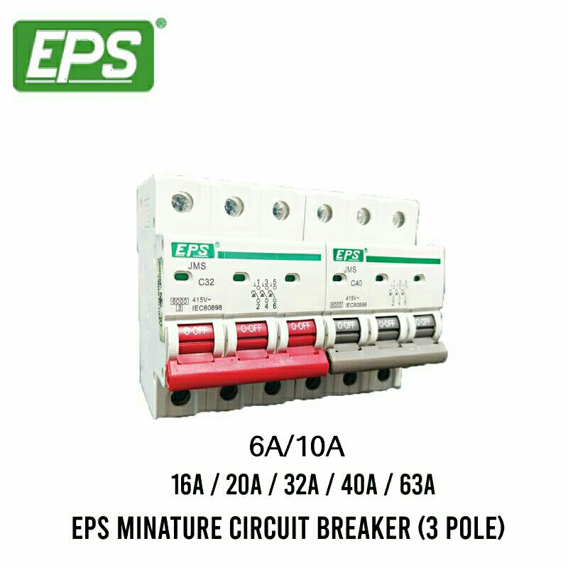 EPS 3POLE 6KA MCB 6A 10A 16A 20A 32A 40A 63A Miniature Circuit Breaker | Shopee Malaysia