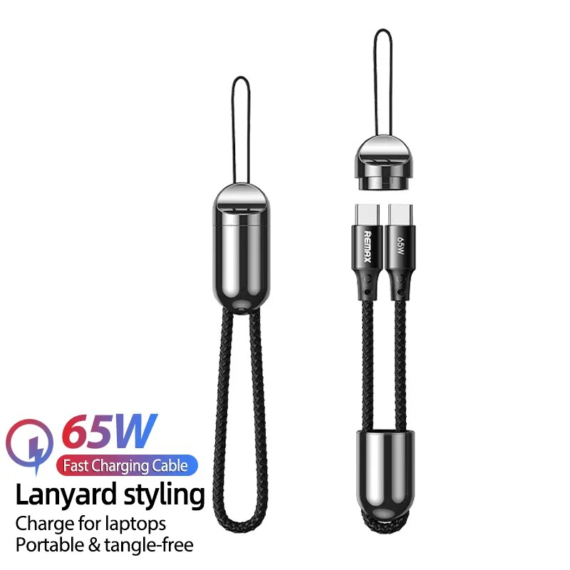 REMAX RC-140A RAYTHON SERIES TYPE-C TO TYPE-C PD 65W PORTABLE LANYARD ...
