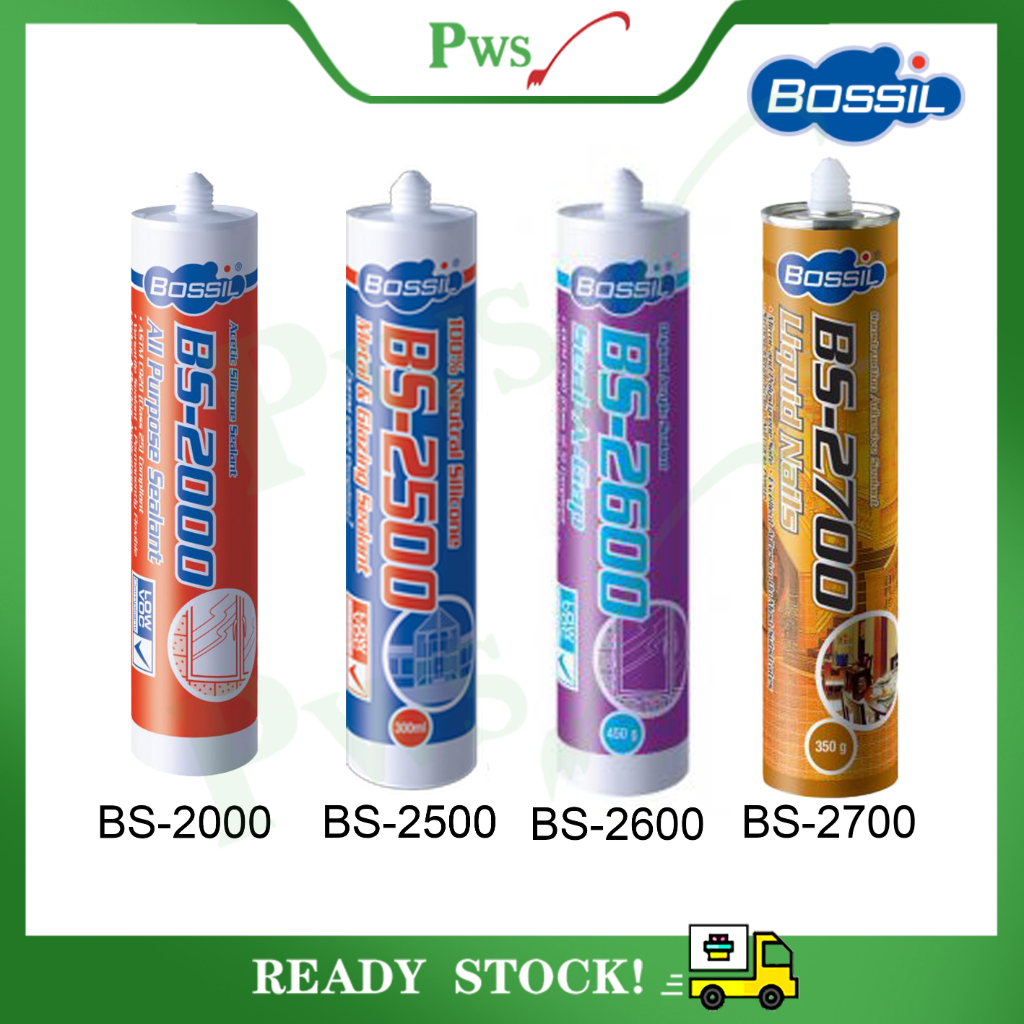 BOSSIL All purpose sealant BS-2000 / 100% Neutral Silicone BS-2500 ...