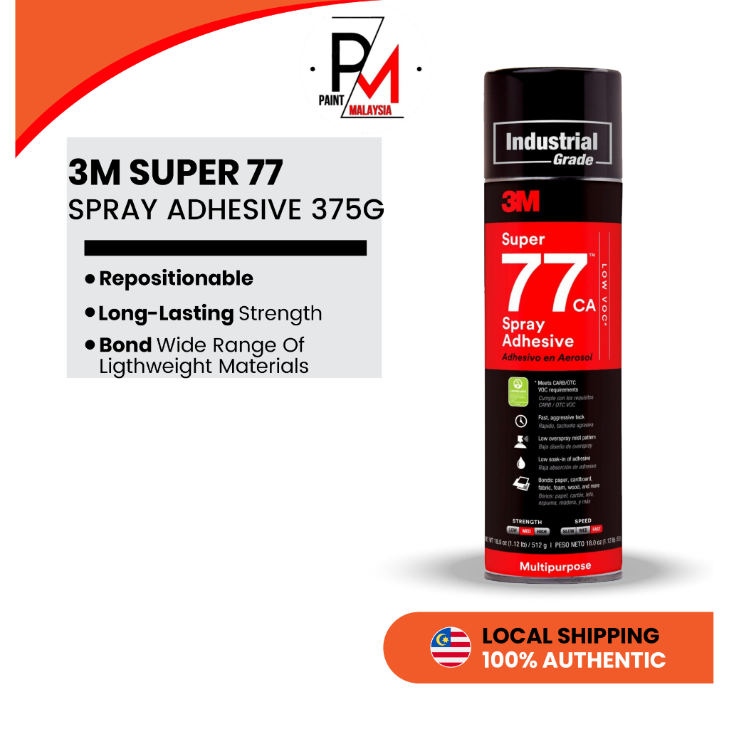 3M Super 77 Multipurpose Spray Adhesive 375ML Paper Adhesive Spray Cardboard Adhesive Spray Gam ...
