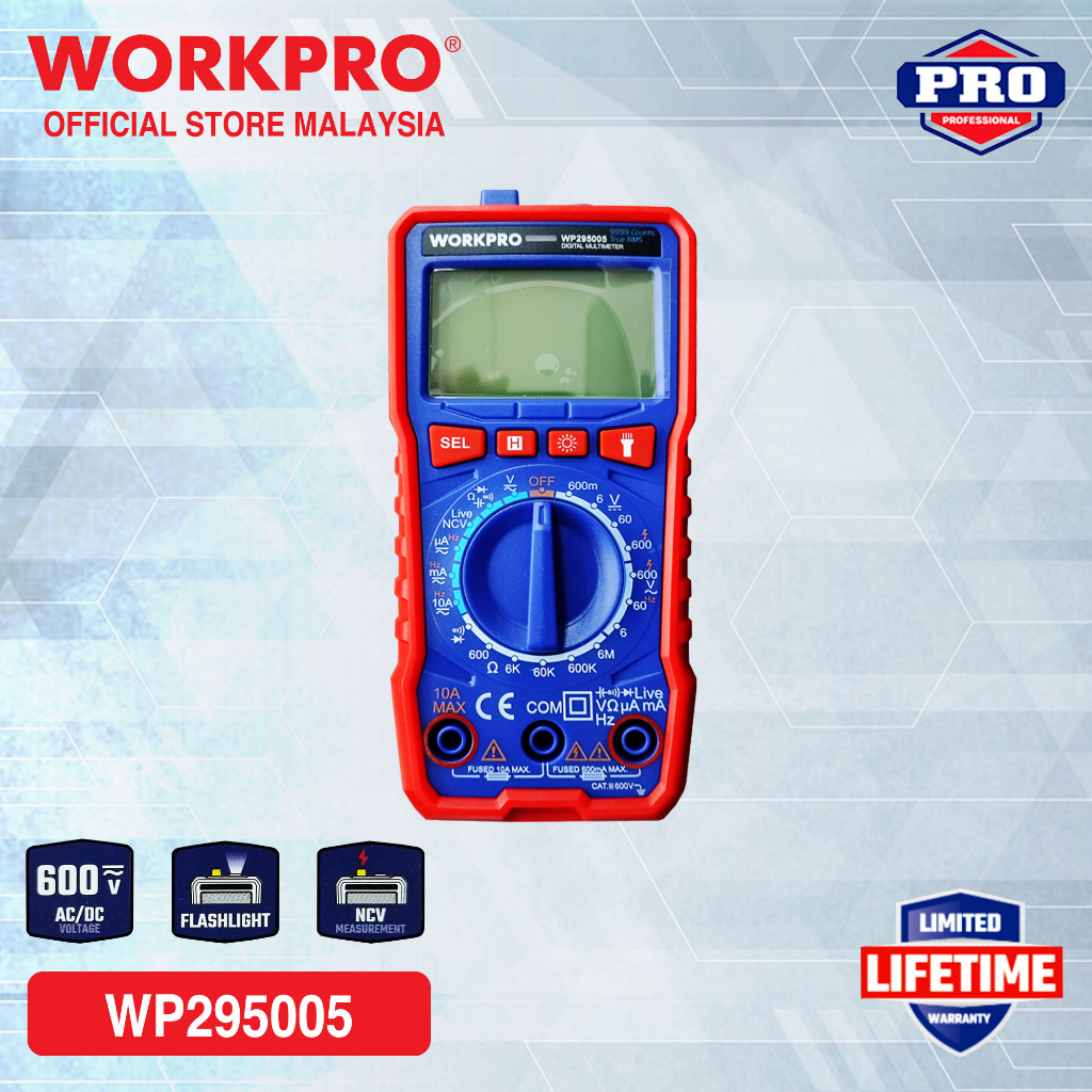 WORKPRO WP295005 - 600V Digital Multimeter NCV Voltage | Shopee Malaysia