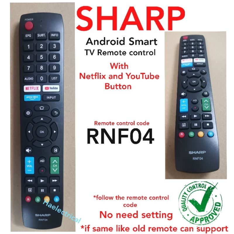SHARP ANDROID LED TV REMOTE CONTROL RNF04 | Shopee Malaysia
