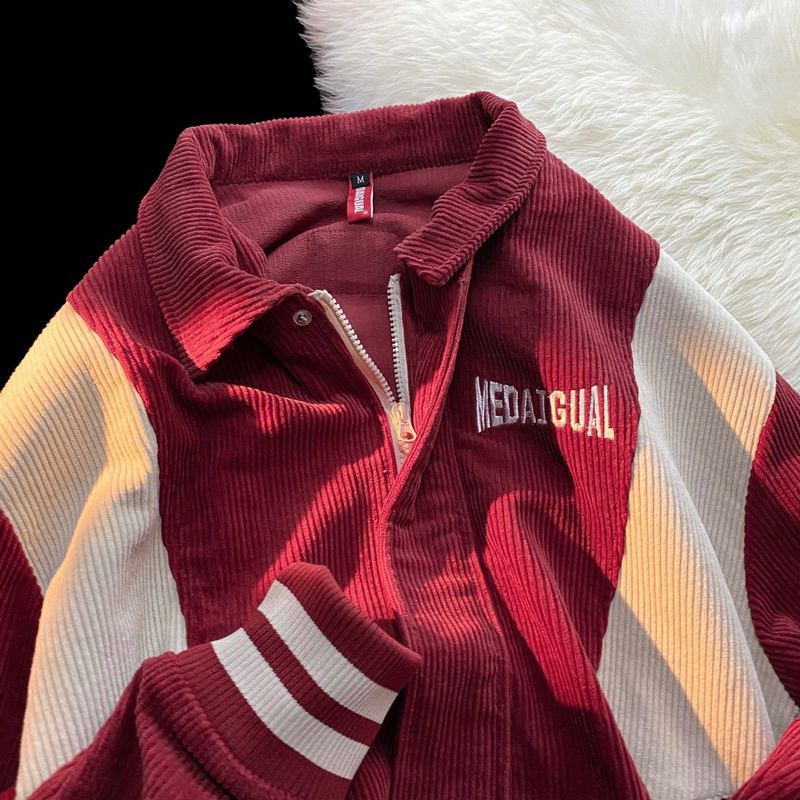Medaigual Maroon Corduroy Jacket | Shopee Malaysia