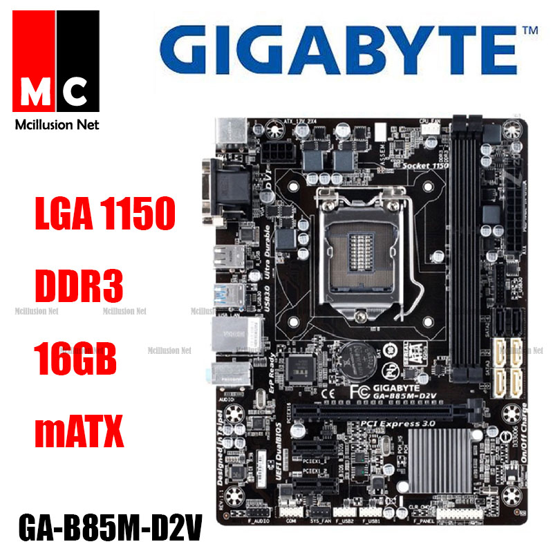 Gigabyte GA-B85M-D2V desktop motherboard DDR3 LGA 1150 USB2.0 USB3.0 ...