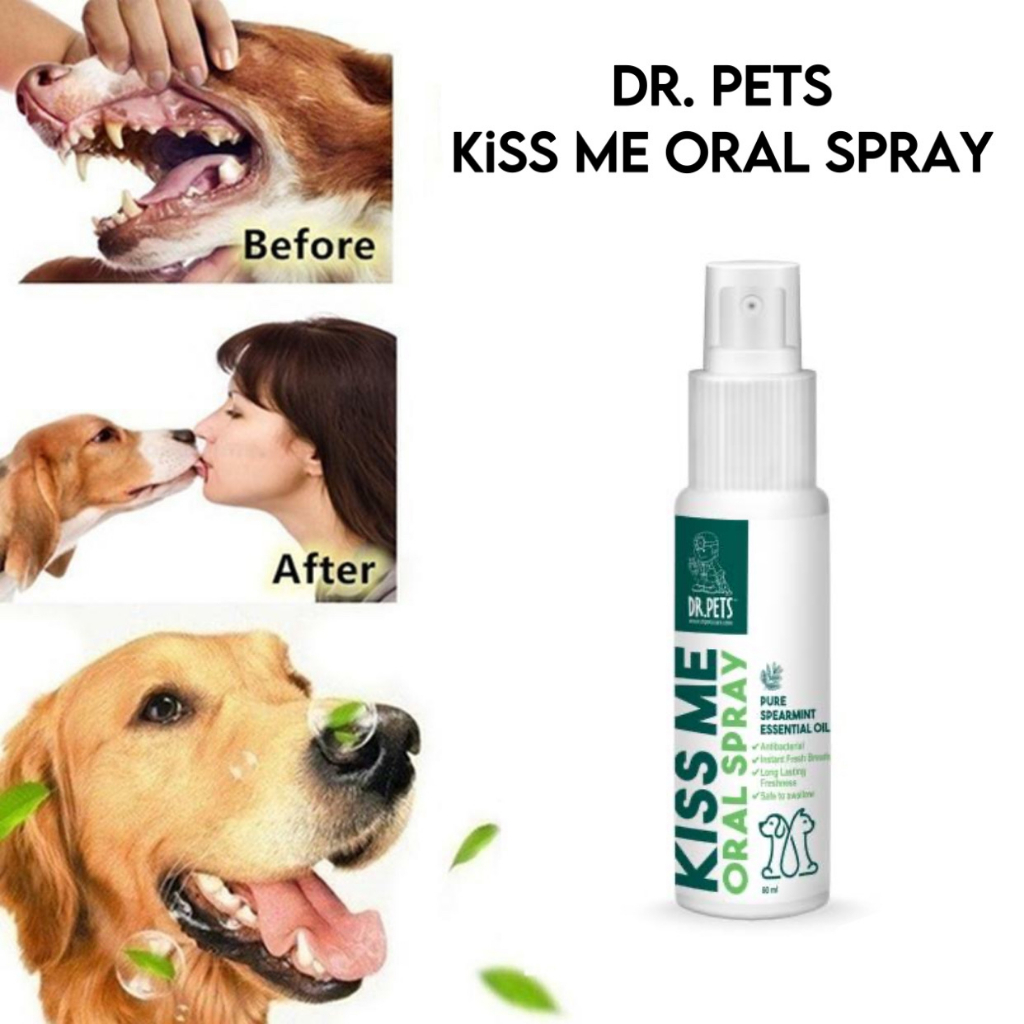 Dr Pets Kiss Me Oral Spray 60ml Bad Breath Mouth Spray for Cats & Dogs Penyembur Mulut Busuk ...