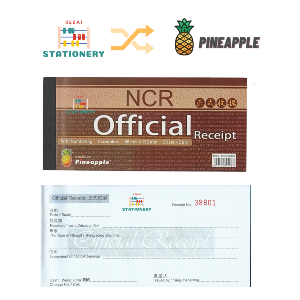 Pineapple Official Receipt Book NCR | Shopee Malaysia