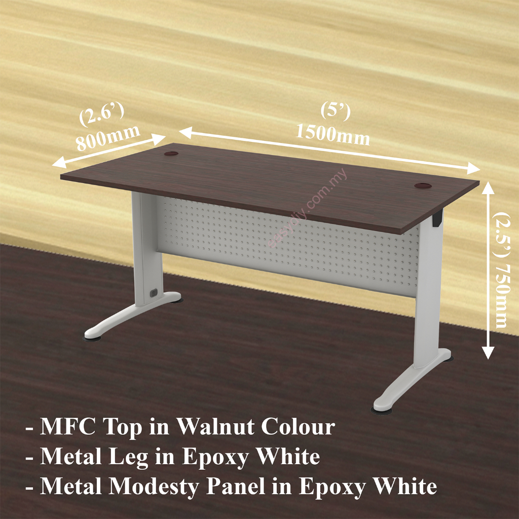 Standard Writing Table / Metal Leg Office Table / Meja Tulis Kaki Besi ...