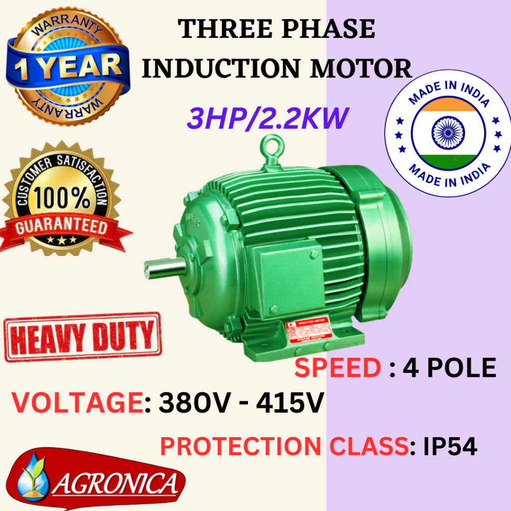 Heavy Duty AQUATEX 2.2KW/3HP/415V/4 POLE Three Phase Induction Motor 💥 ...