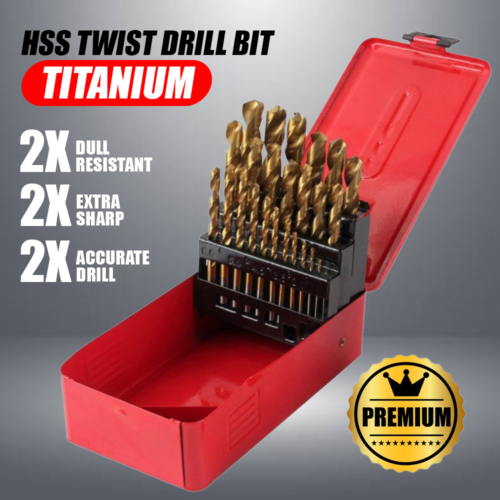 25PCS HSS Twist Drill Bit Set Chrome For Metal & Wood Cobalt Steel Woodworking Drill (1.0mm - 13 ...