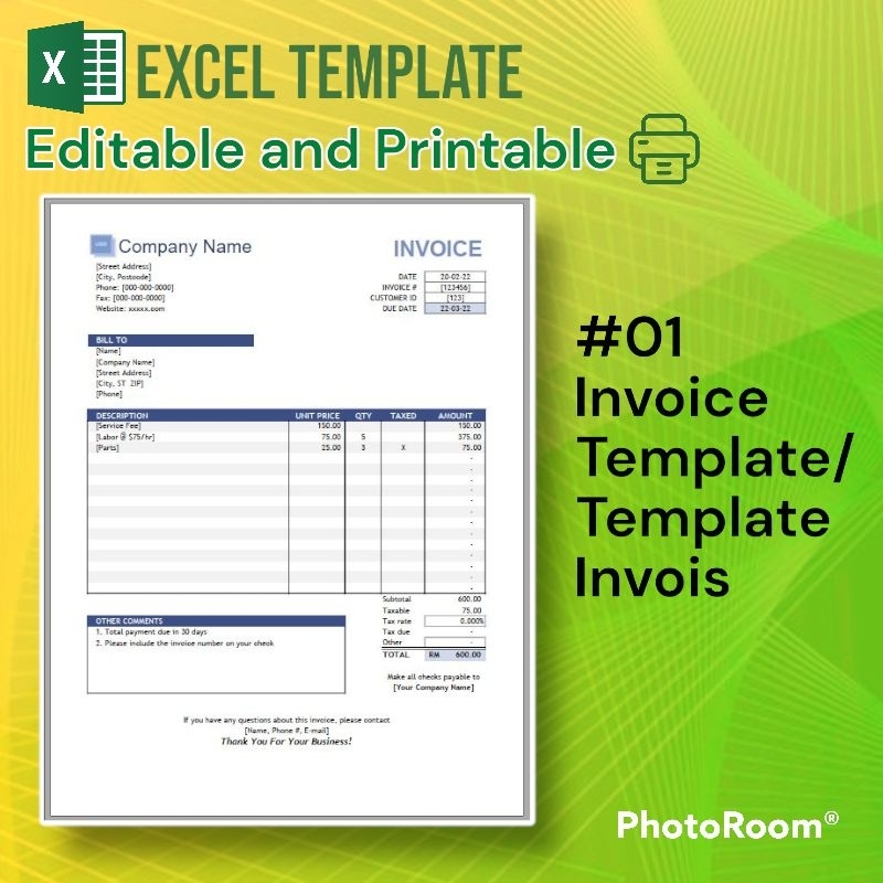 [#01] Microsoft Excel Billing Invoice Template Sample / Contoh Template ...