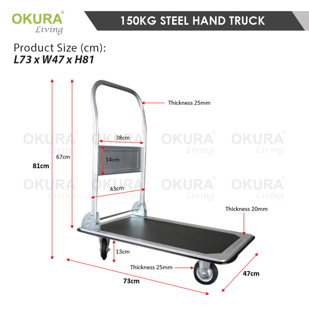 OKURA 150KG Steel Trolley Platform Truck Hand Truck Heavy Duty Home ...