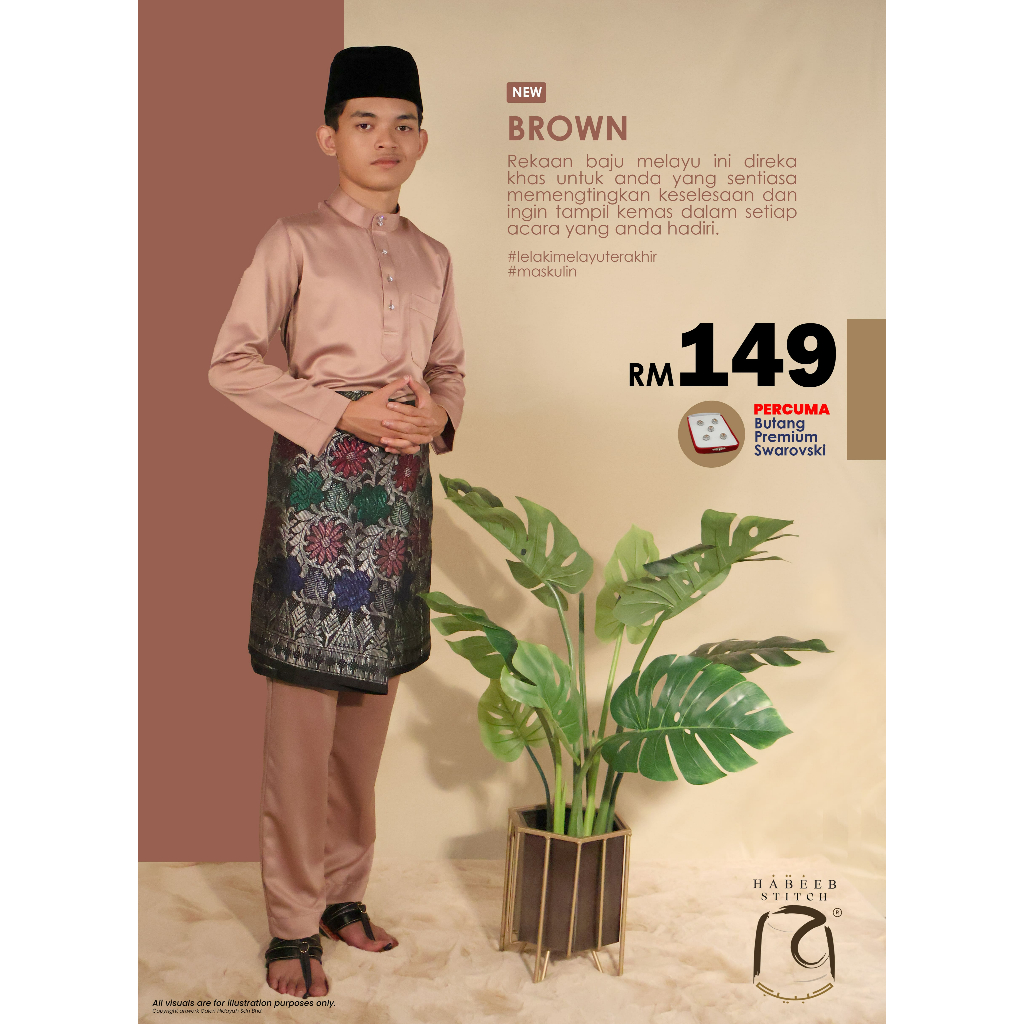 BAJU MELAYU BROWN : HABEEB STITCH 2023 | Shopee Malaysia