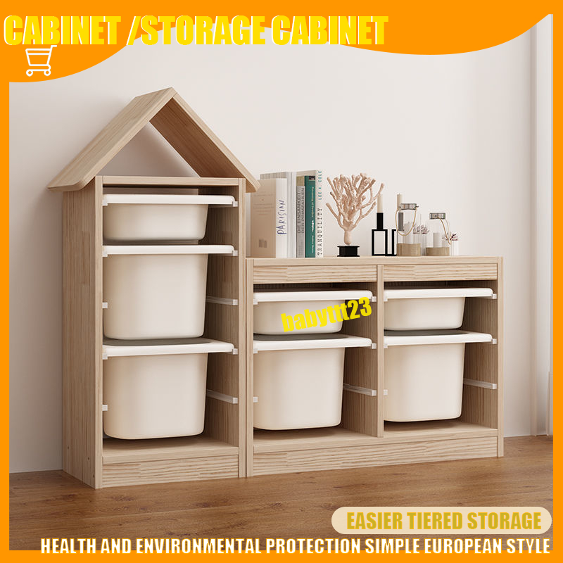 Toy storage cabinet Children's room solid wood large capacity living ...