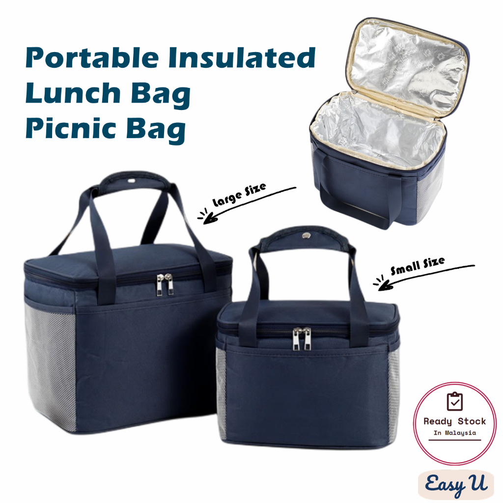 Rectangle Portable Insulated Picnic Lunch Box Bag Food Bag Piknik Beg ...